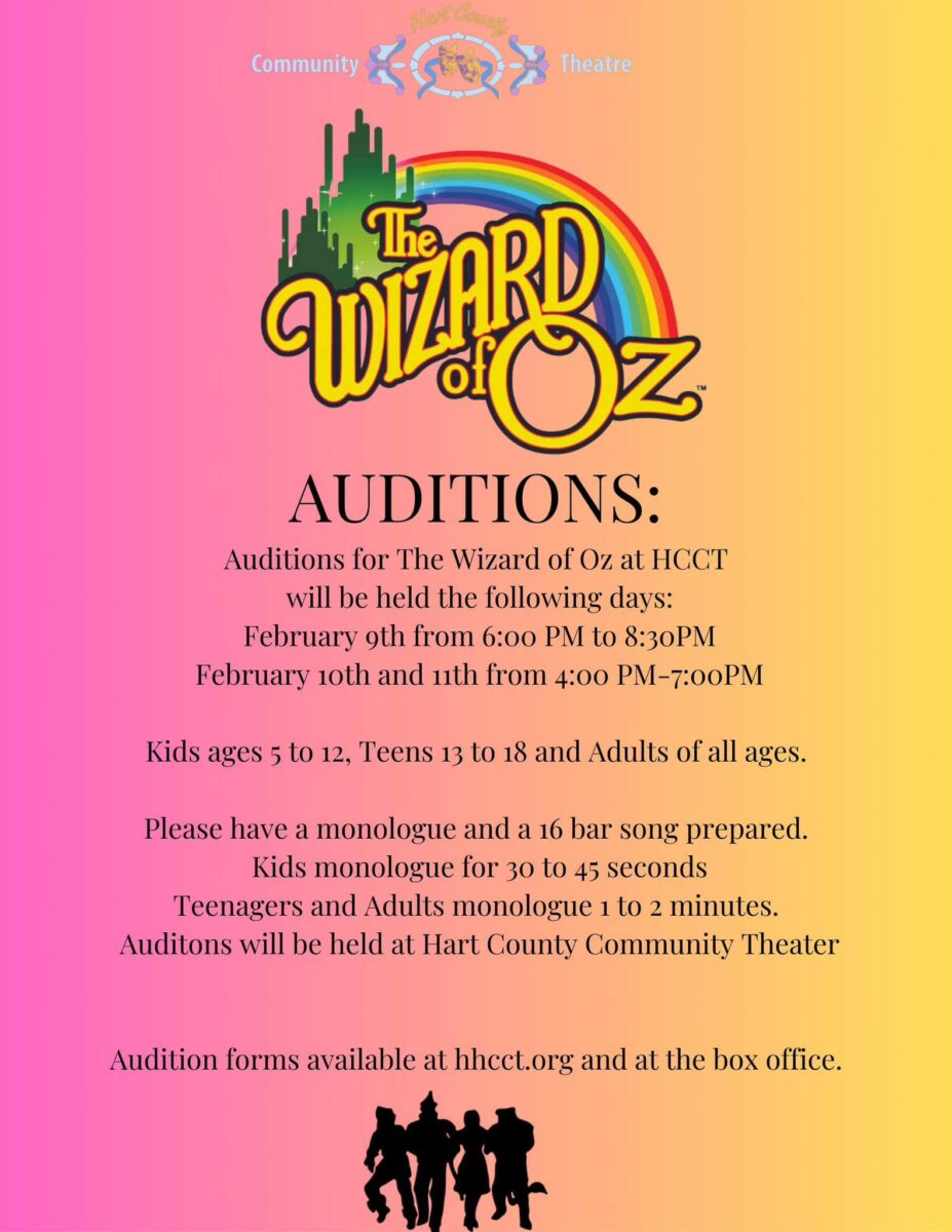 Wizard of Oz Auditions - Hart County Community Theatre, Inc.